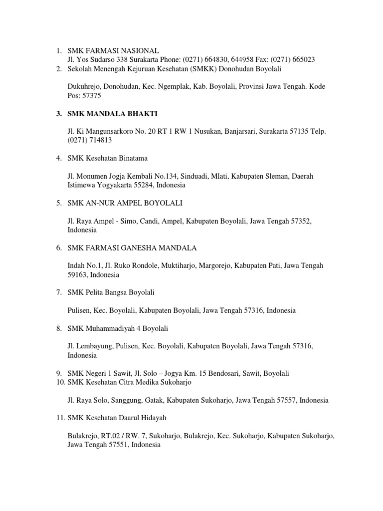 Daftar Smk Farmasi Pdf