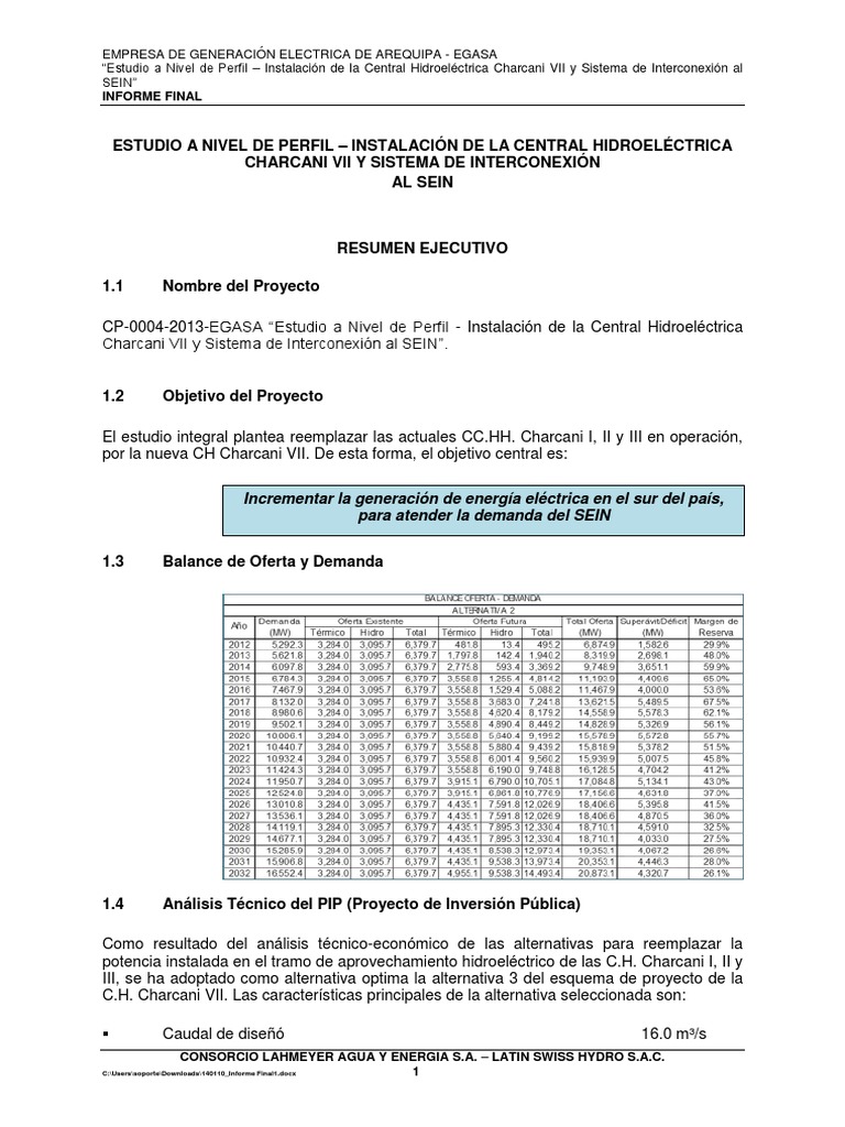 Charcani Vii Demanda | PDF | Riego | Túnel