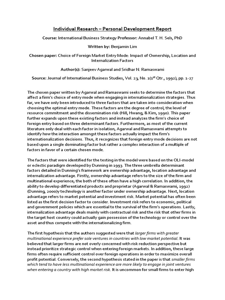 Individual Research - Personal Development Report | PDF ...