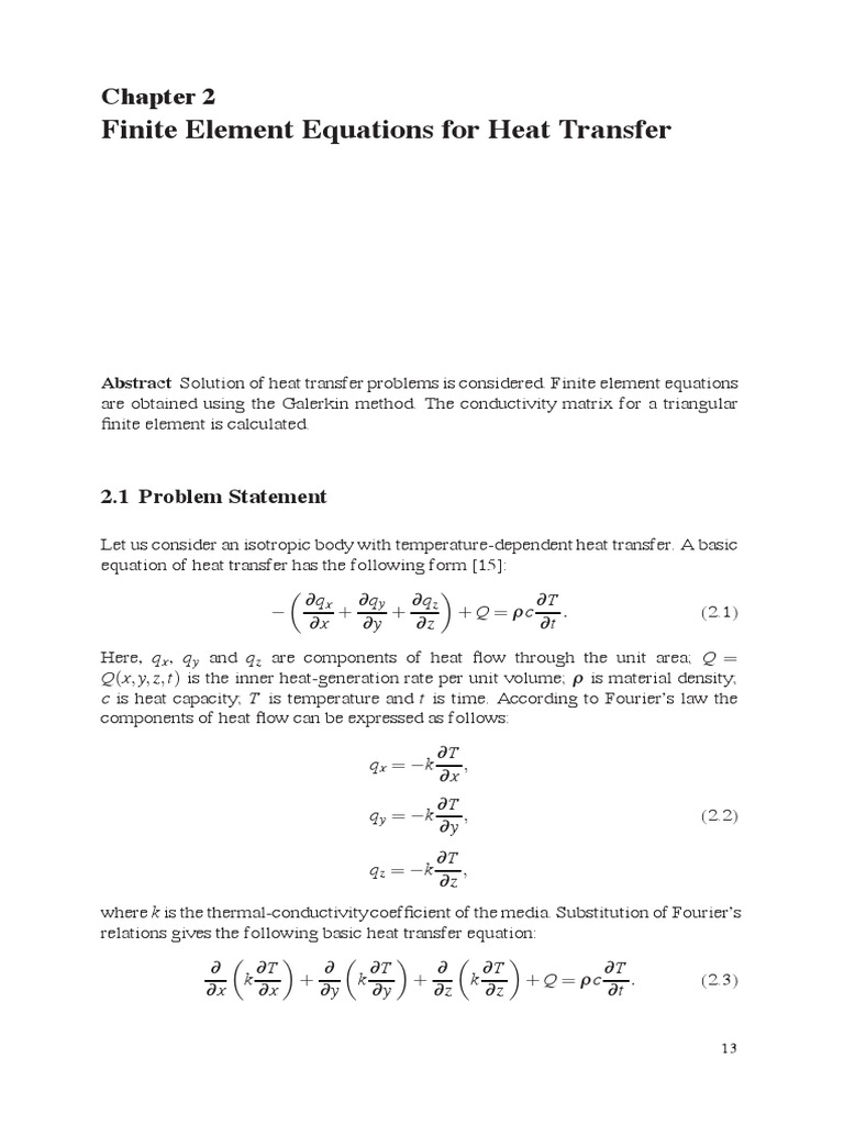 Finite Element Equations For Heat Transfer | PDF | Finite Element ...
