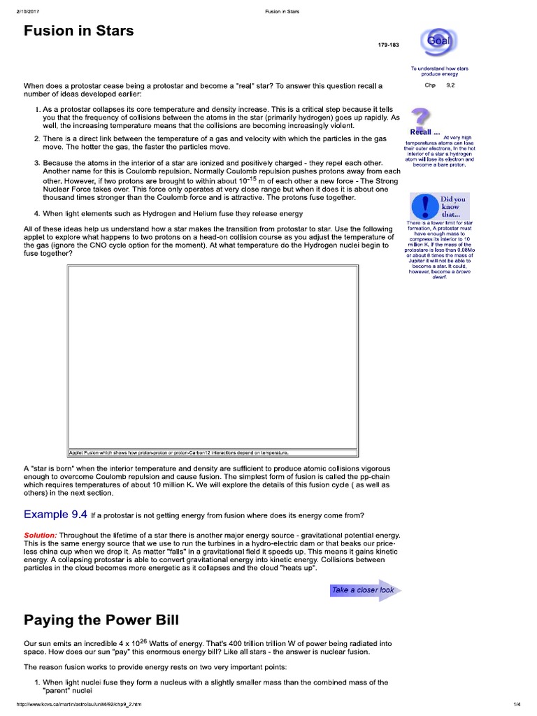 Fusion in Stars | PDF | Nuclear Physics | Energy Technology