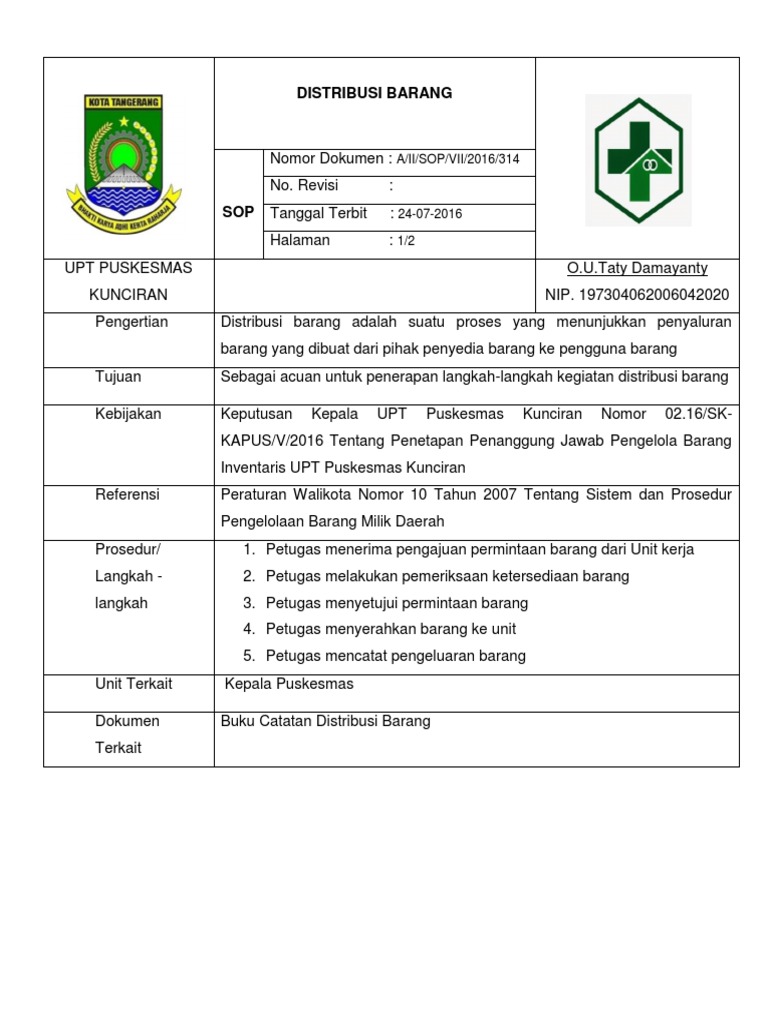 Sop Distribusi Barang (Fix) | PDF