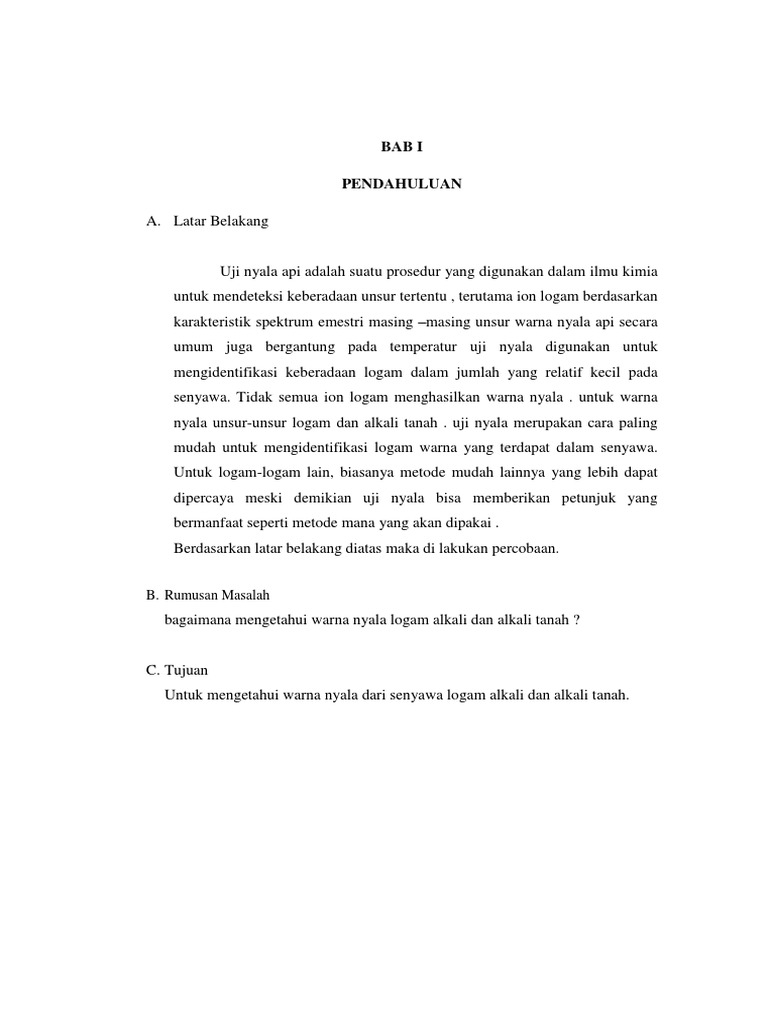 Uji Nyala Logam Alkali dan Tanah | PDF | Sains & Matematika