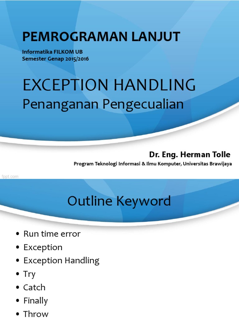 PL 09 ExceptionHandling | PDF | Java (Programming Language) | Computer Programming