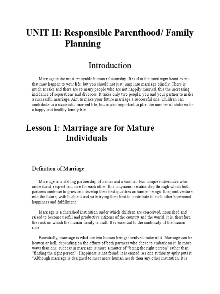 Responsible Parenthood | Parenting | Relationships & Parenting