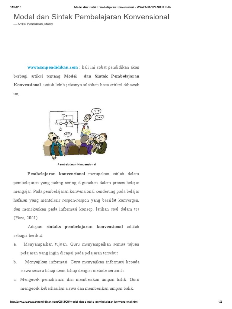 Model Dan Sintak Pembelajaran Konvensional - WAWASANPENDIDIKAN | PDF