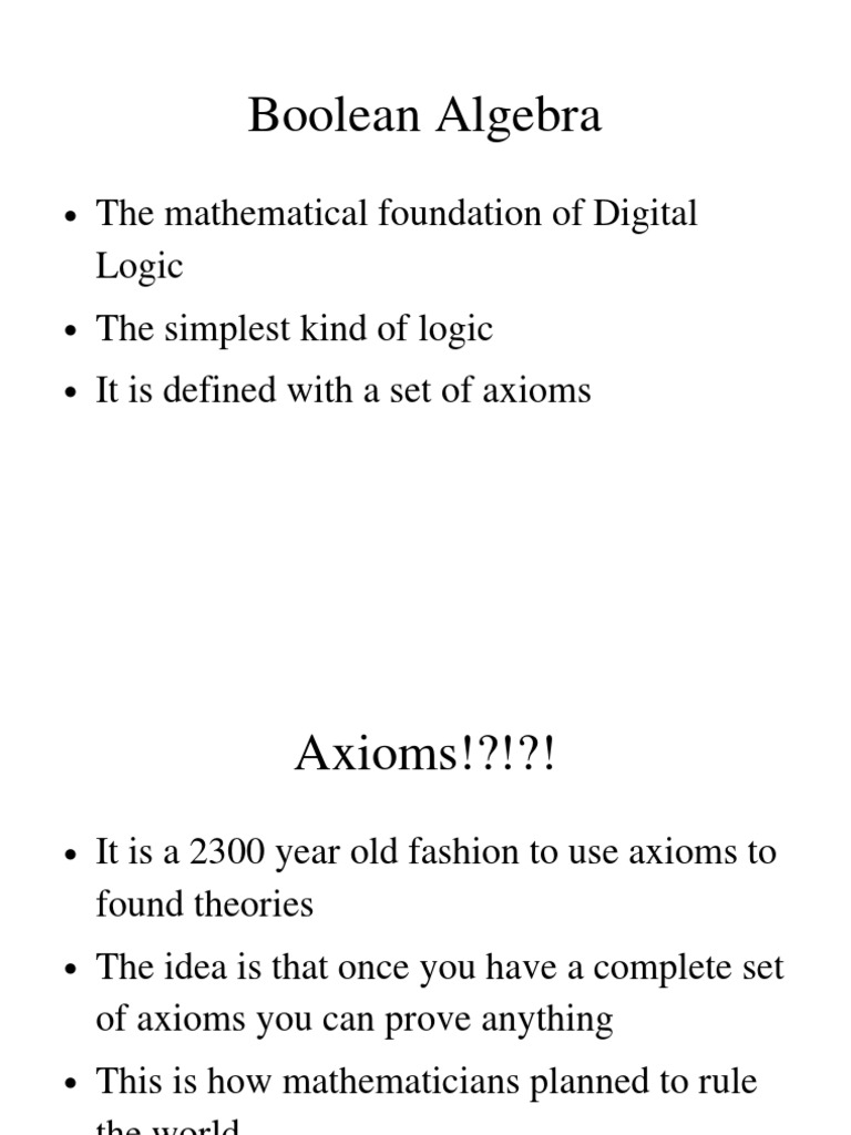 Boolean Algebra: - The Mathematical Foundation of Digital | PDF | Axiom ...