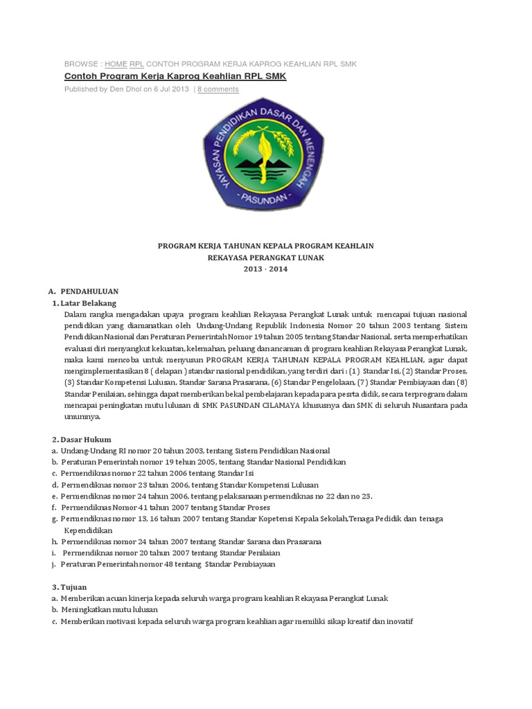 Contoh Program Kerja Kajur | PDF