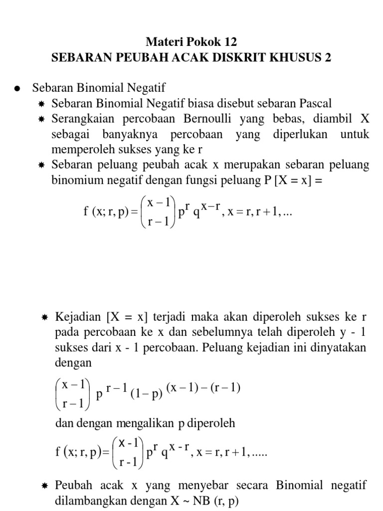 Sebaran Binomial Negatif & Geometrik | PDF