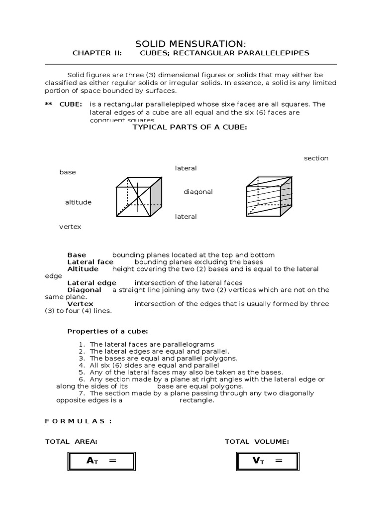 Solid Mensuration 2 | PDF | Rectangle | Area