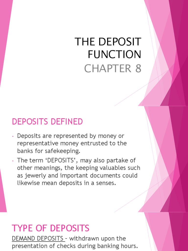 The Deposit Function | PDF | Deposit Account | Cheque