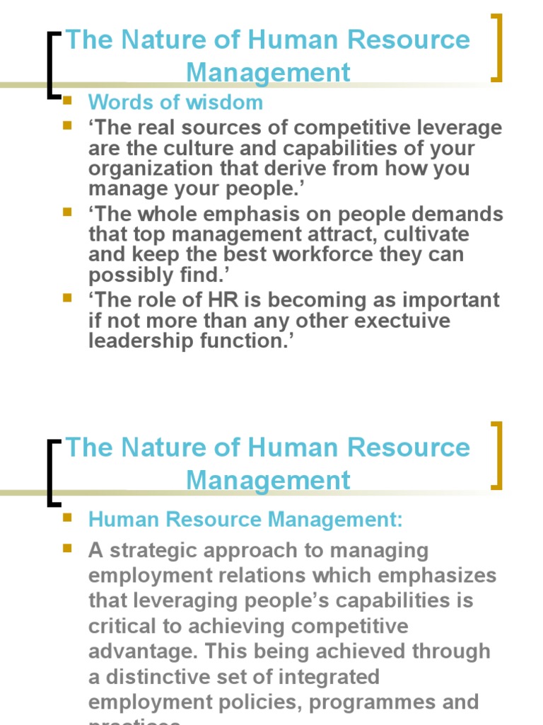 The Nature of Human Resource Management | PDF | Human Resource ...