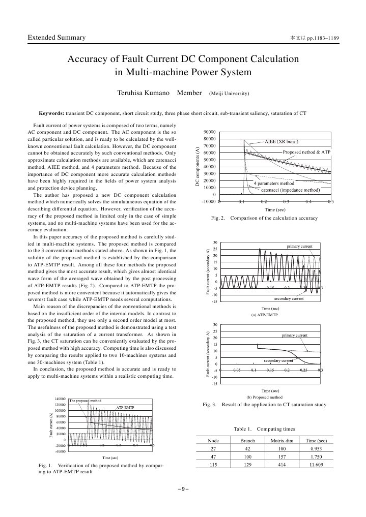 Accuracy Of Fault Current Dc Component Calculation In Multi Machine