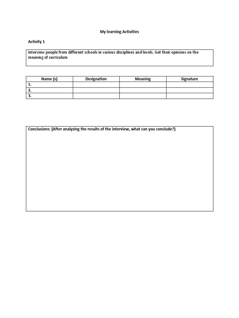 My Learning Activities | PDF