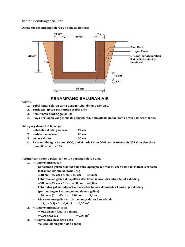 Lampiran Contoh Perhitungan Saluran | PDF