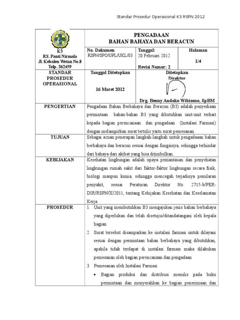 Prosedur Pengadaan B3 RSPN | PDF
