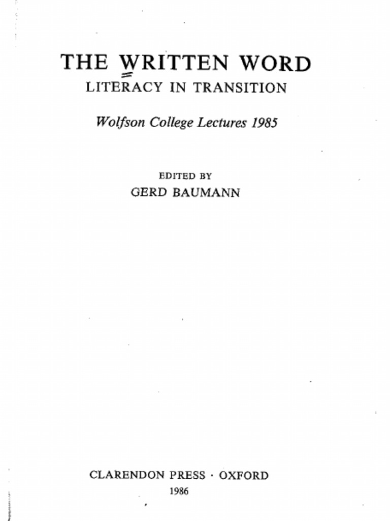 Writing Is A Technology That Restructures Thought PDF (By Walter J. Ong ...