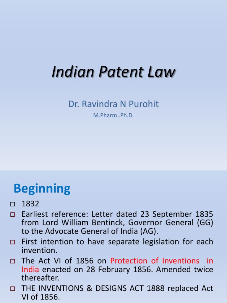 Indian Patent Law - RNP | PDF | Patent Application | Invention