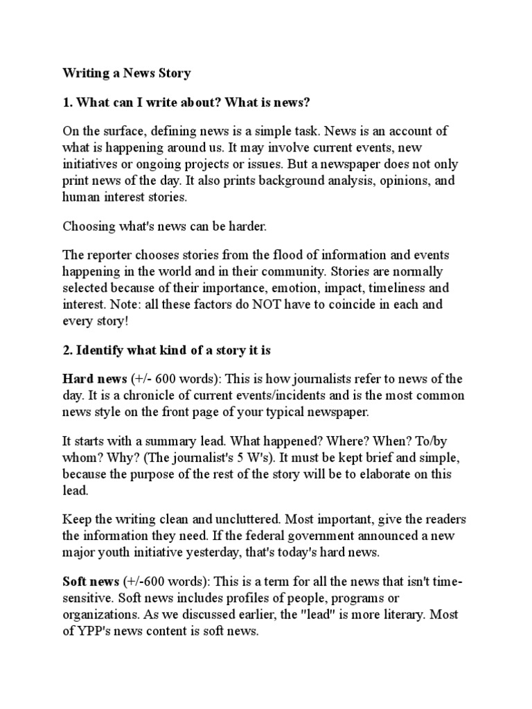 Writing A News Story | PDF | News | Journalism
