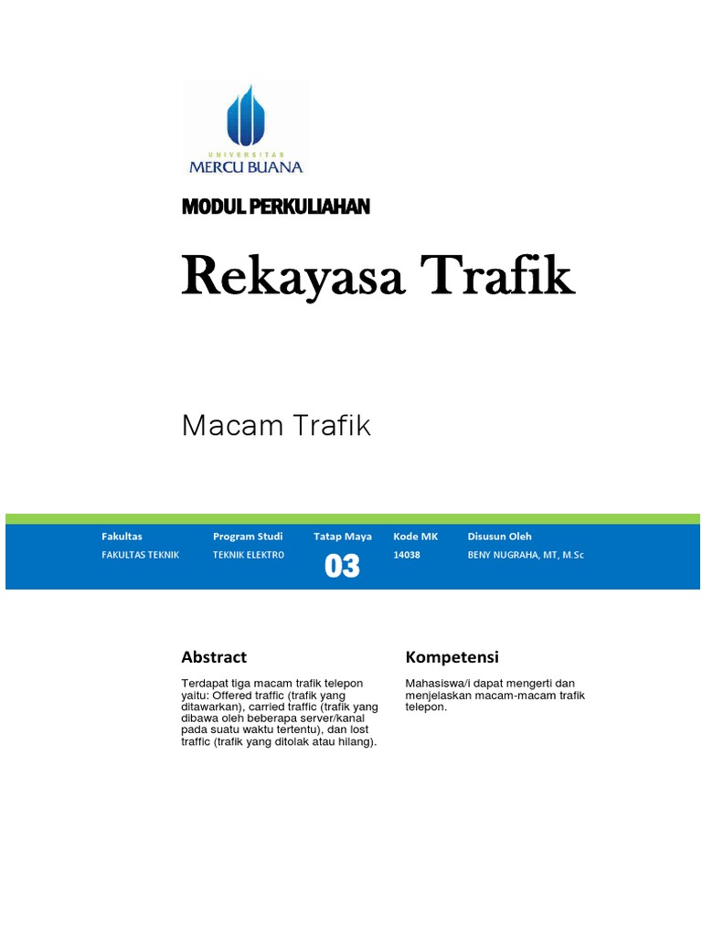 Macam-Macam Trafik Telepon | PDF | Metode & Bahan Ajar