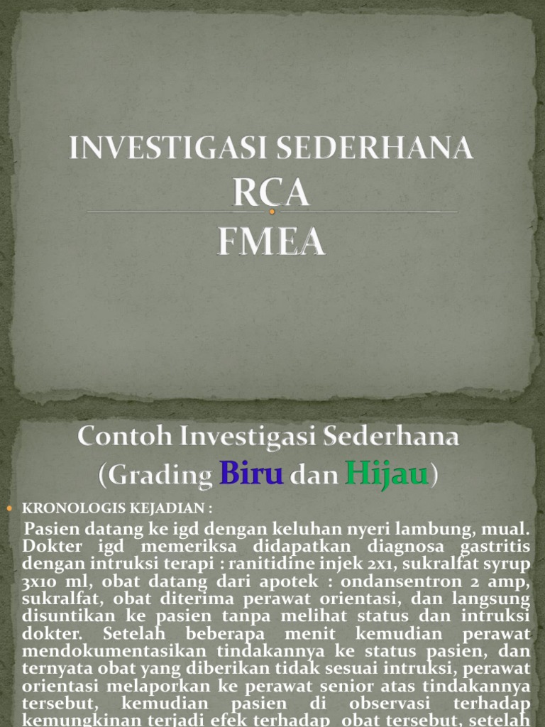 Investigasi Sederhana, Rca, Fmea | PDF
