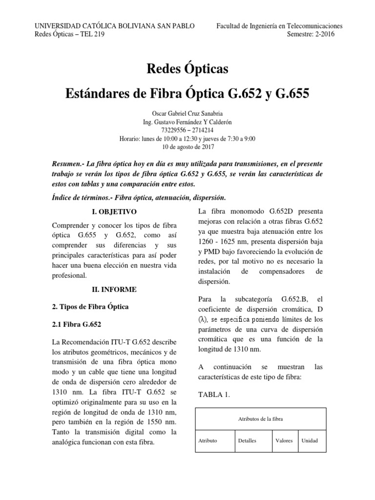 Estandares G.652 y G.655 | PDF | Fibra óptica | Multiplexación por ...