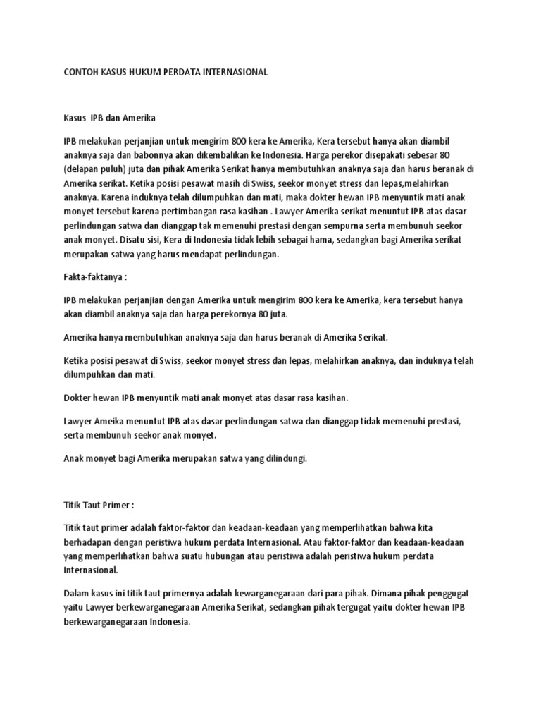 Contoh Kasus Hukum Perdata Internasional | PDF | Hukum