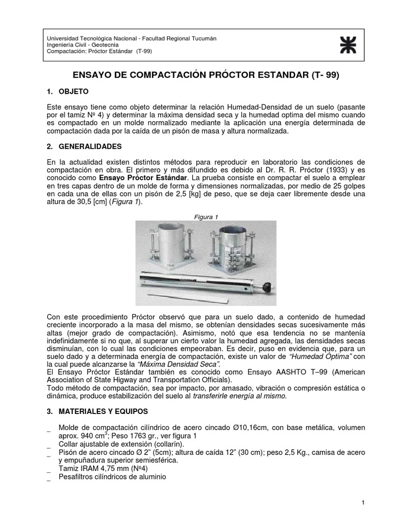 Próctor Estandar T-99 | Densidad | Aluminio