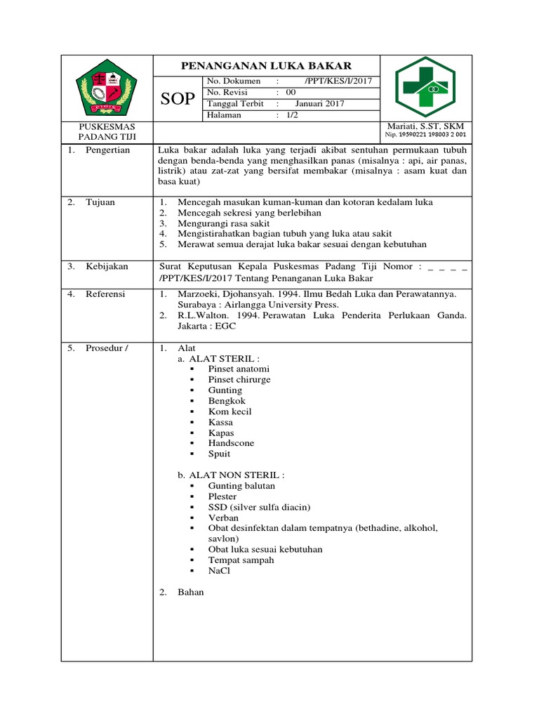 Sop Penanganan Luka Bakar | PDF