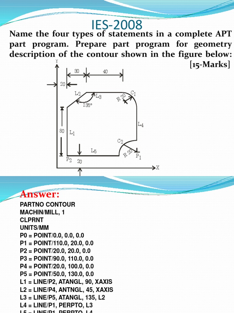 APT Part Program for CNC Milling | PDF | Metalworking | Tools