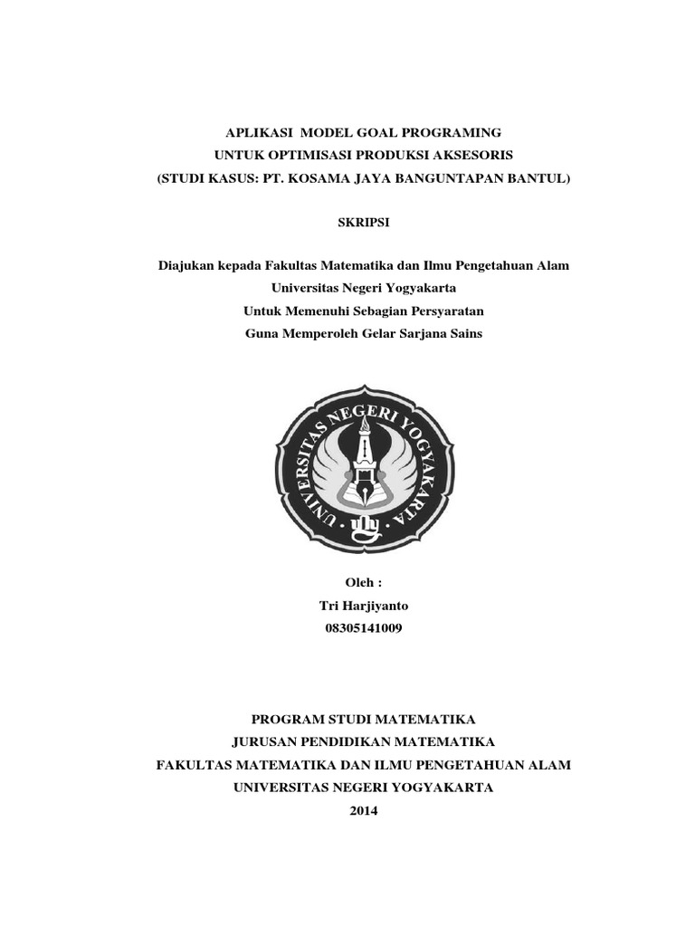 Contoh Penggunaan Metode Goal Programming PDF | PDF