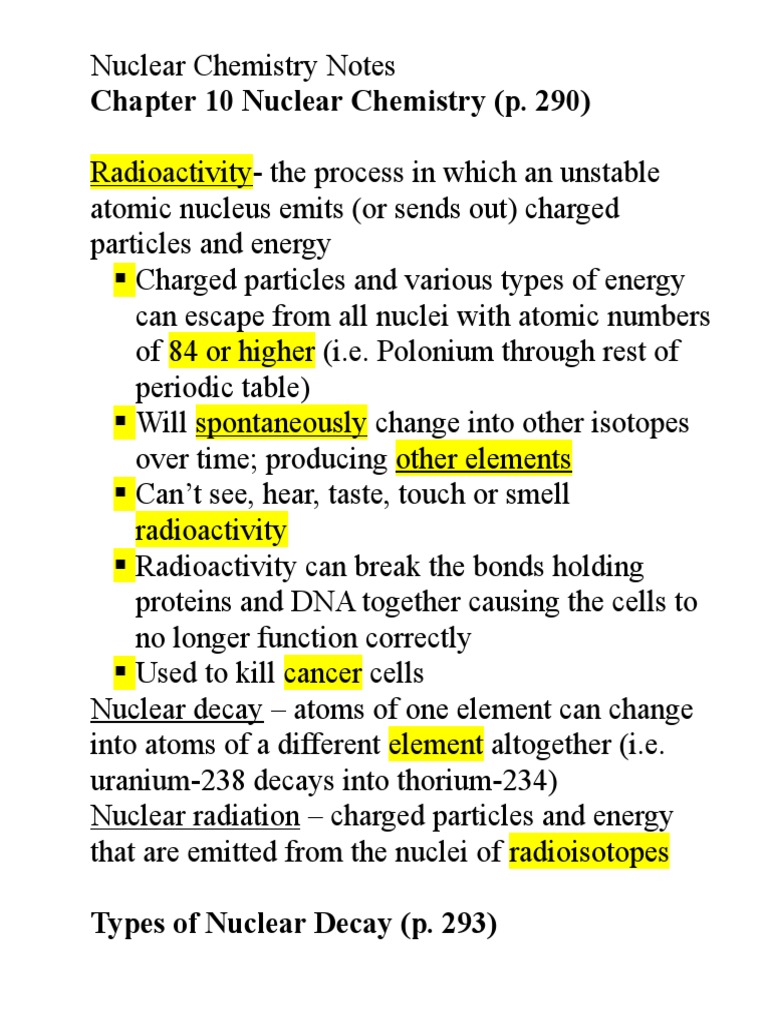 Nuclear Chemistry Notes | Download Free PDF | Radioactive Decay ...