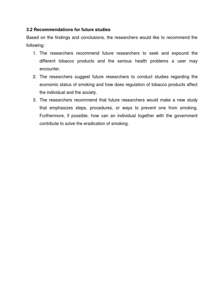 Future Research Recommendations on Smoking | PDF