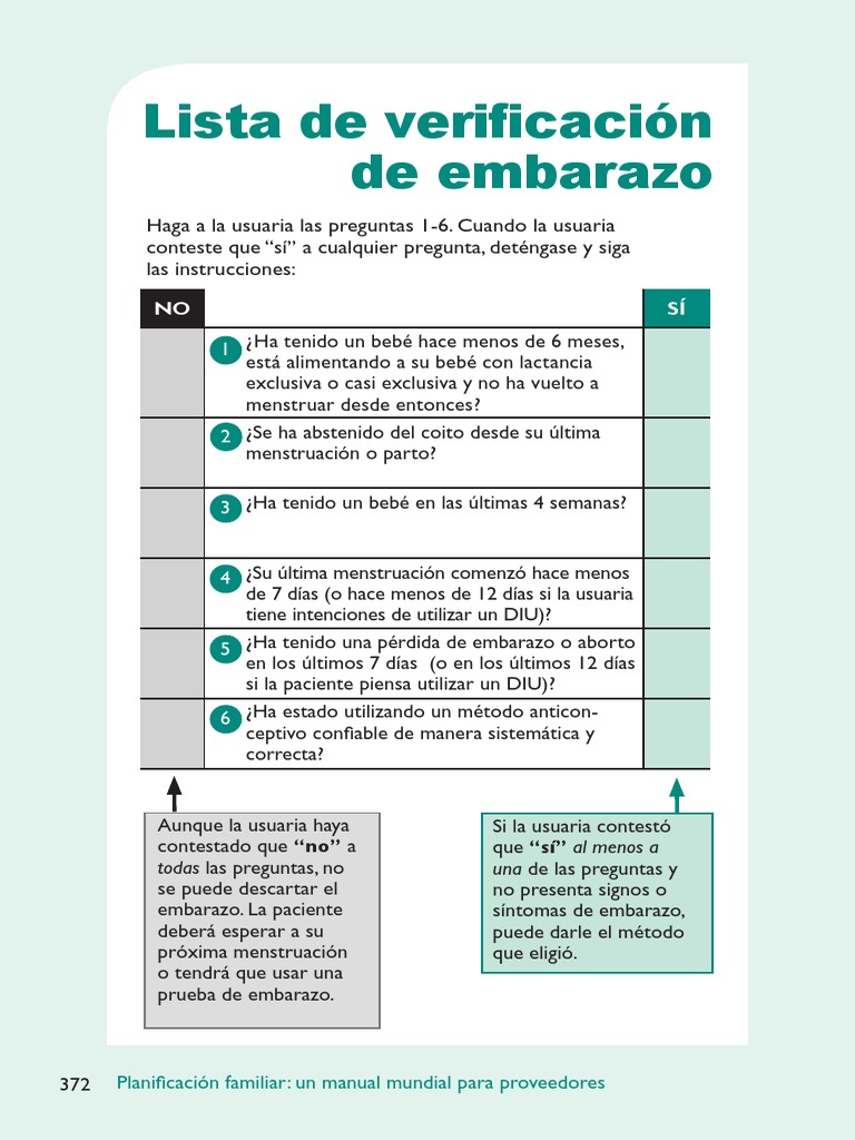 Lista de Verificacion Del Embarazo | PDF
