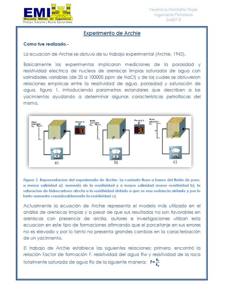 Experimento de Archie y Porosidad | PDF | Resistividad Eléctrica y ...