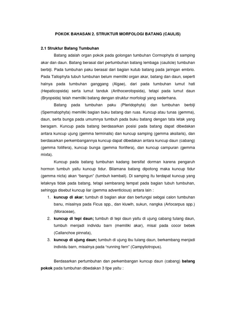 Struktur Morfologi Batang - Caulis | PDF