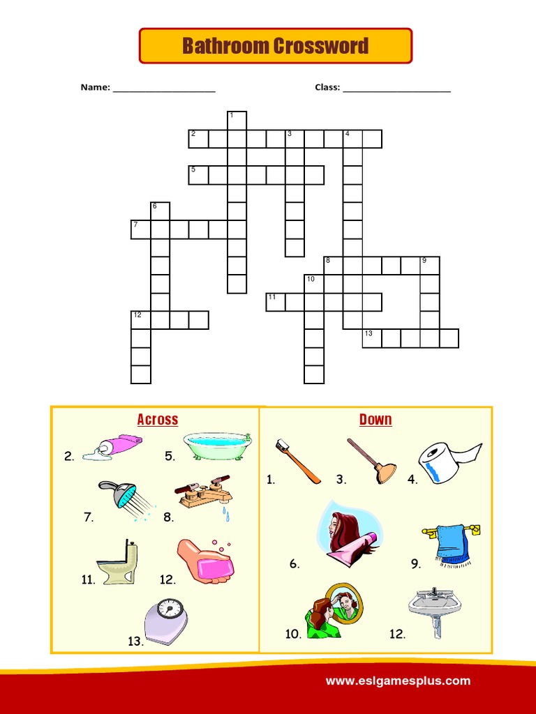 ESL Bathroom Vocabulary Puzzle | PDF
