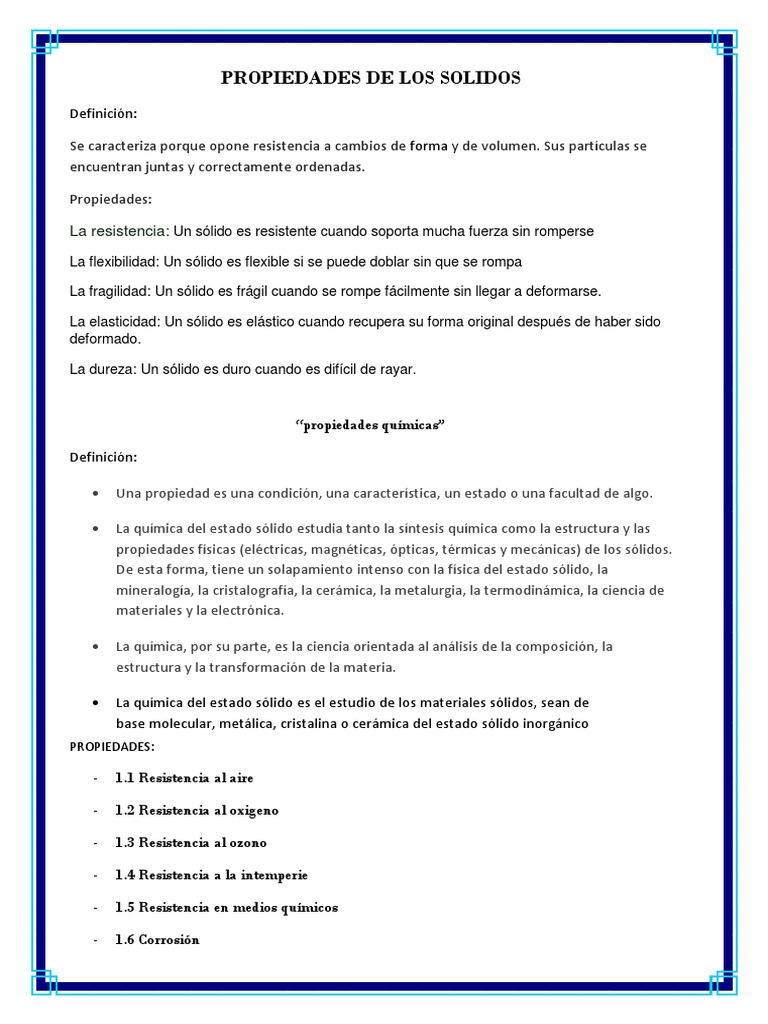 Propiedades de Los Solidos - Propiedades Quimicas | Descargar gratis ...
