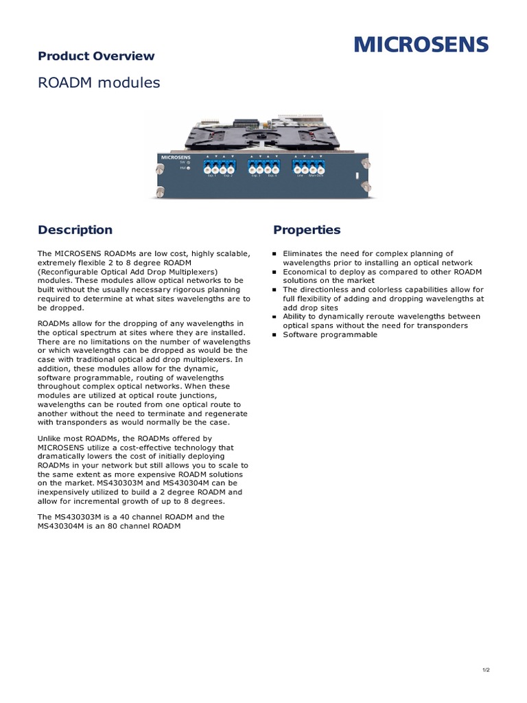 ROADM Modules | PDF | Telecommunications | Electronics