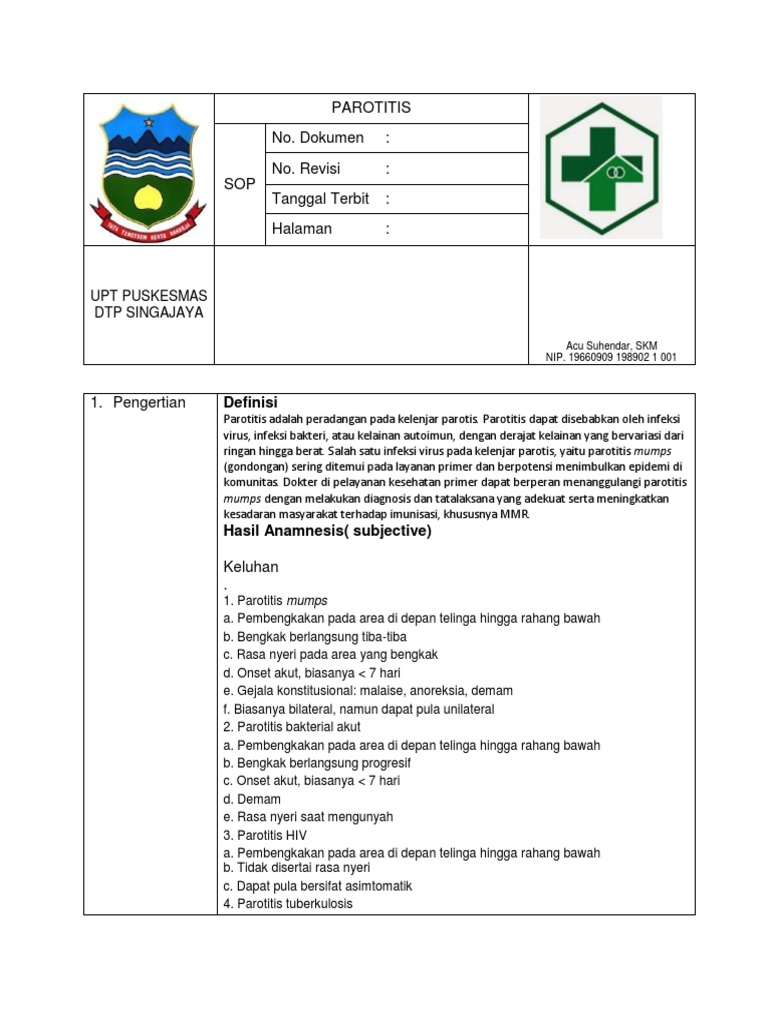 SOP Parotitis | PDF