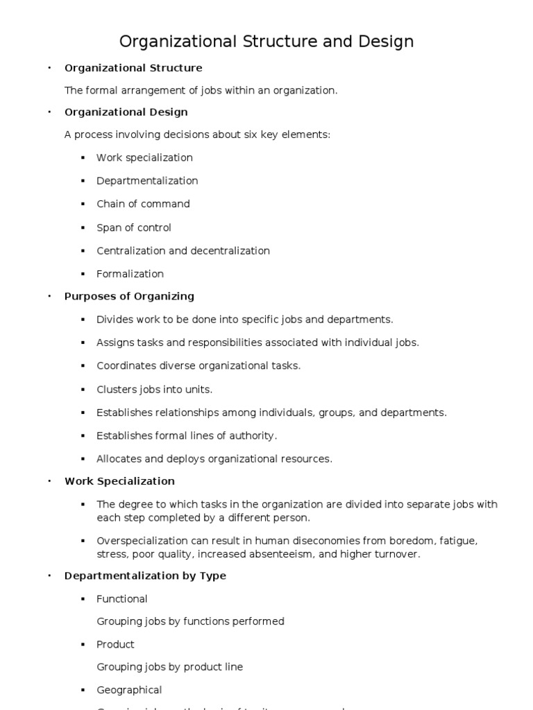 Organizational Structure and Design | PDF | Organizational Structure ...