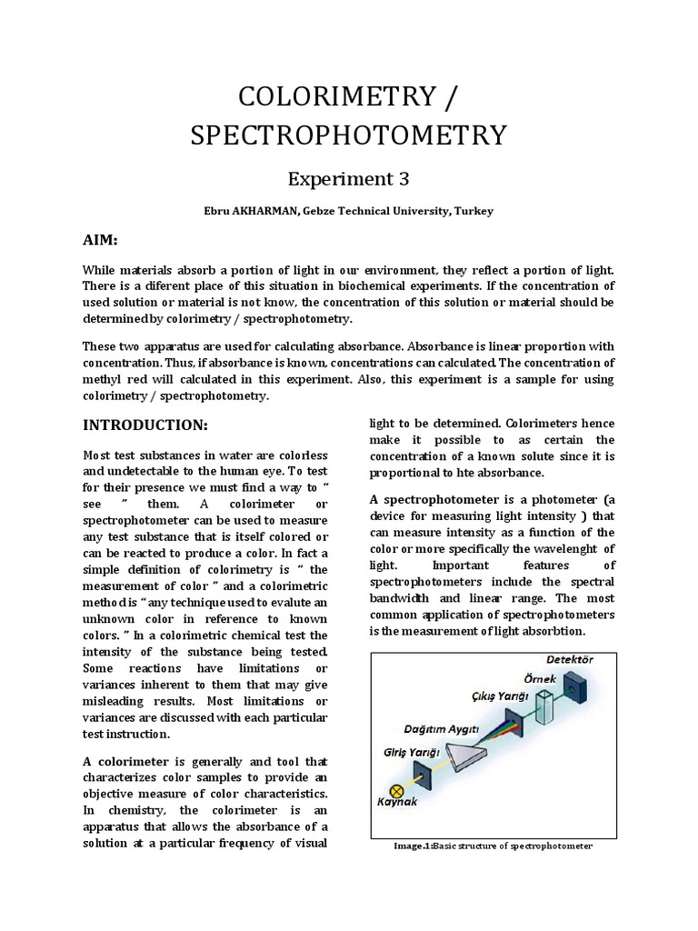 Colorimetry vs Spectrophotometry Experiment | PDF | Spectrophotometry ...