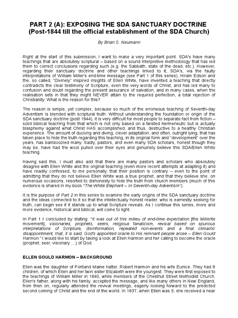 Part 2a - Exposing The Sda Sanctuary Doctrine | PDF | Jesus | Theology