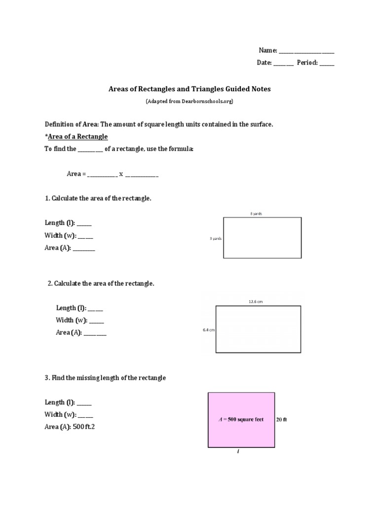 Edsc 304 Guided Notes | PDF | Area | Triangle