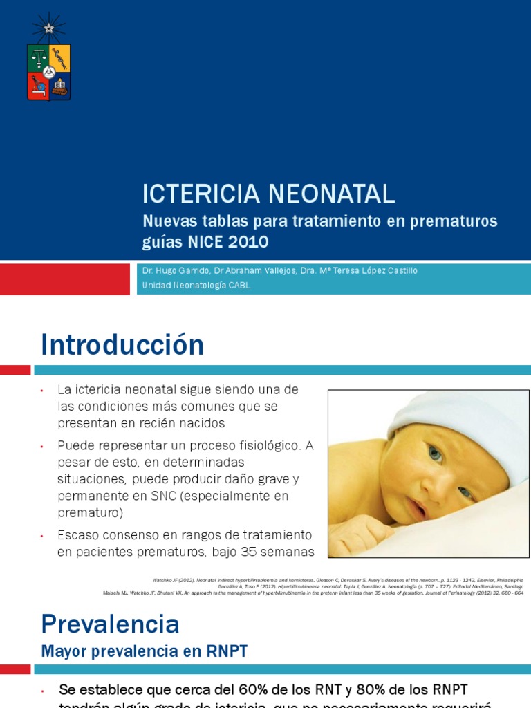 Ictericia Neonatal. Nuevas Tablas para Tratamiento en Prematuros Guías NICE 2010 | PDF ...