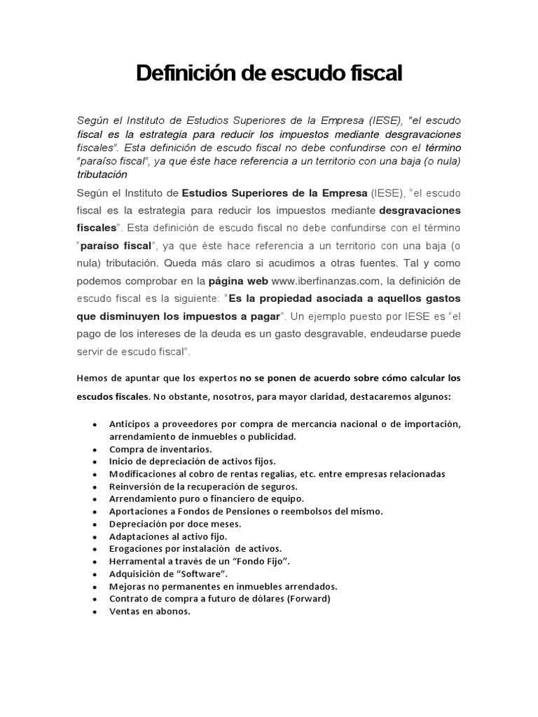 Definición de Escudo Fiscal | PDF