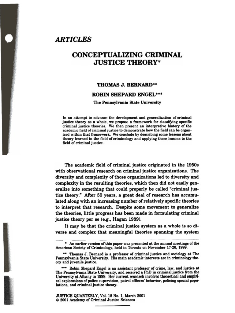 Criminal Justice Theory Framework | PDF | Crime & Violence | Crime Thriller