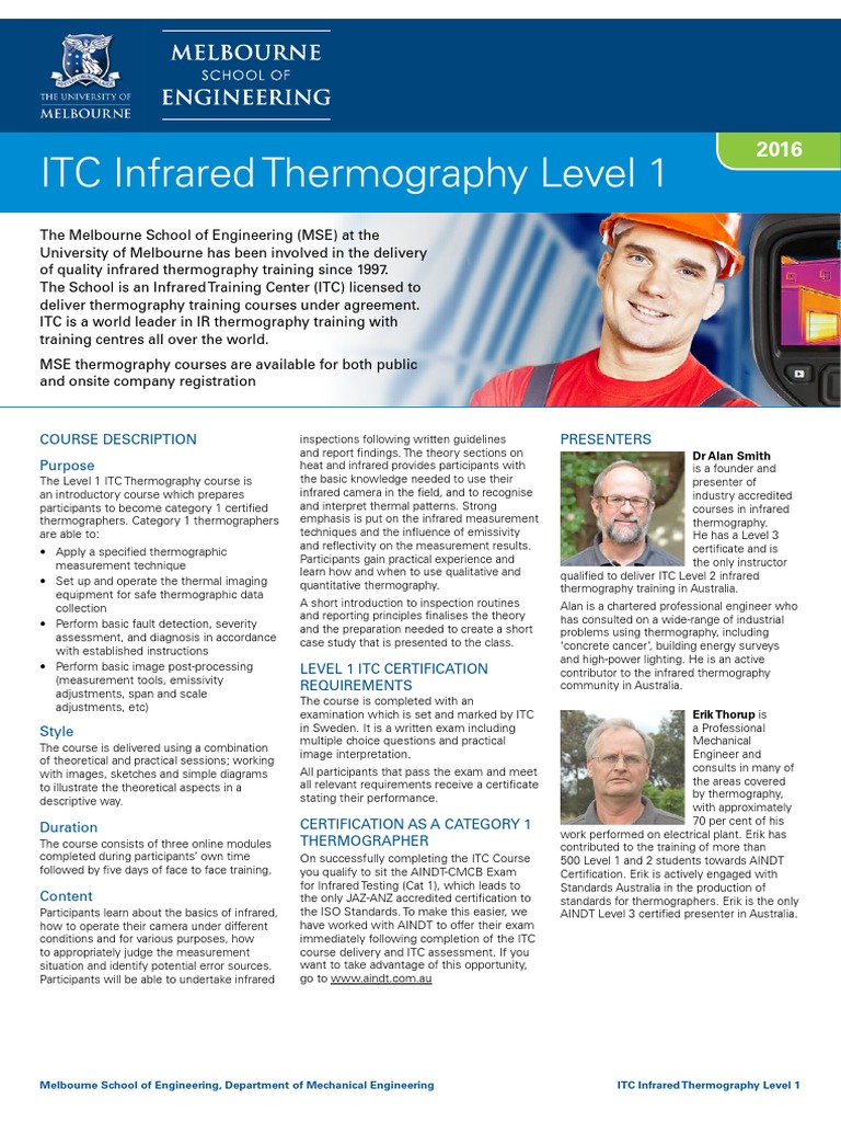 ITC Infrared Thermography 2016 Level 1 | PDF | Thermography | Infrared