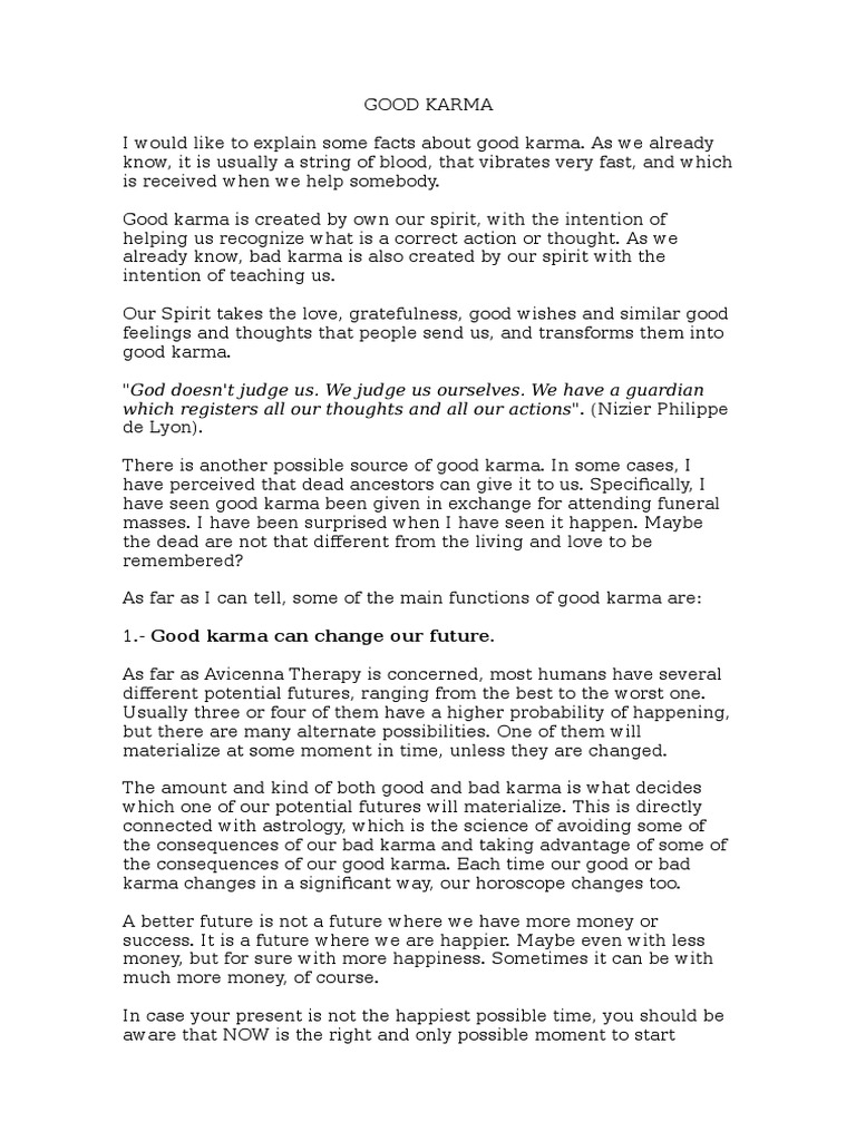 Good Karma | PDF | Karma | Faith Healing