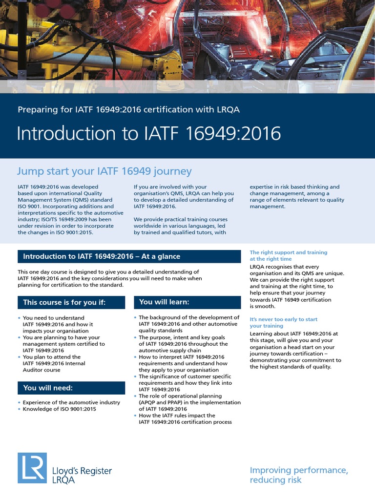 Lrqa Iatf 16949 2016 Intro To Iatf Uk LR | PDF | Internal Audit | Iso 9000